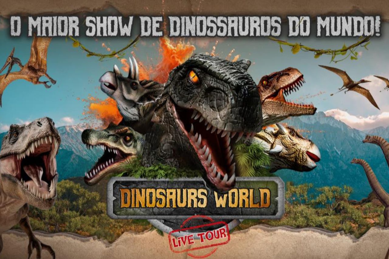 40 dinossauros em tamanho real: espetáculo Dinosaurs World – Live Tour ...